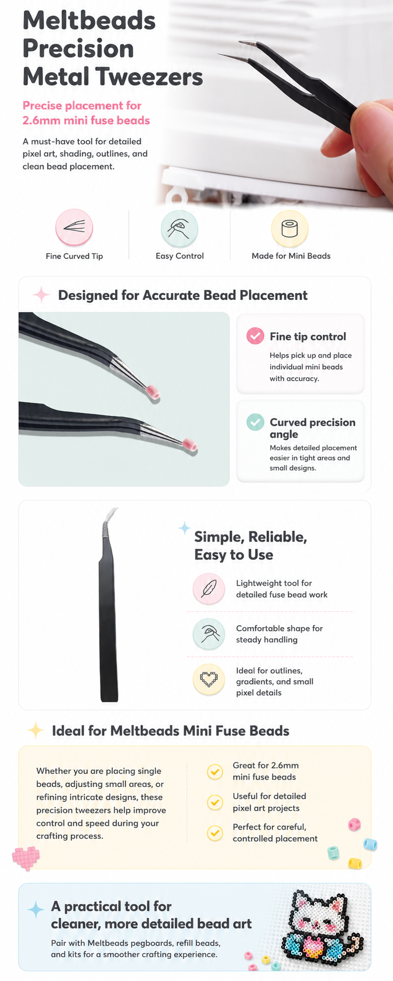 Precision Metal Tweezers for Fuse Beads | Meltbeads